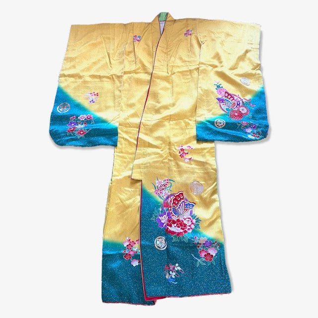 Girl's formal 753 yellow butterfly kimono set #g001 for SALE – shimazakura